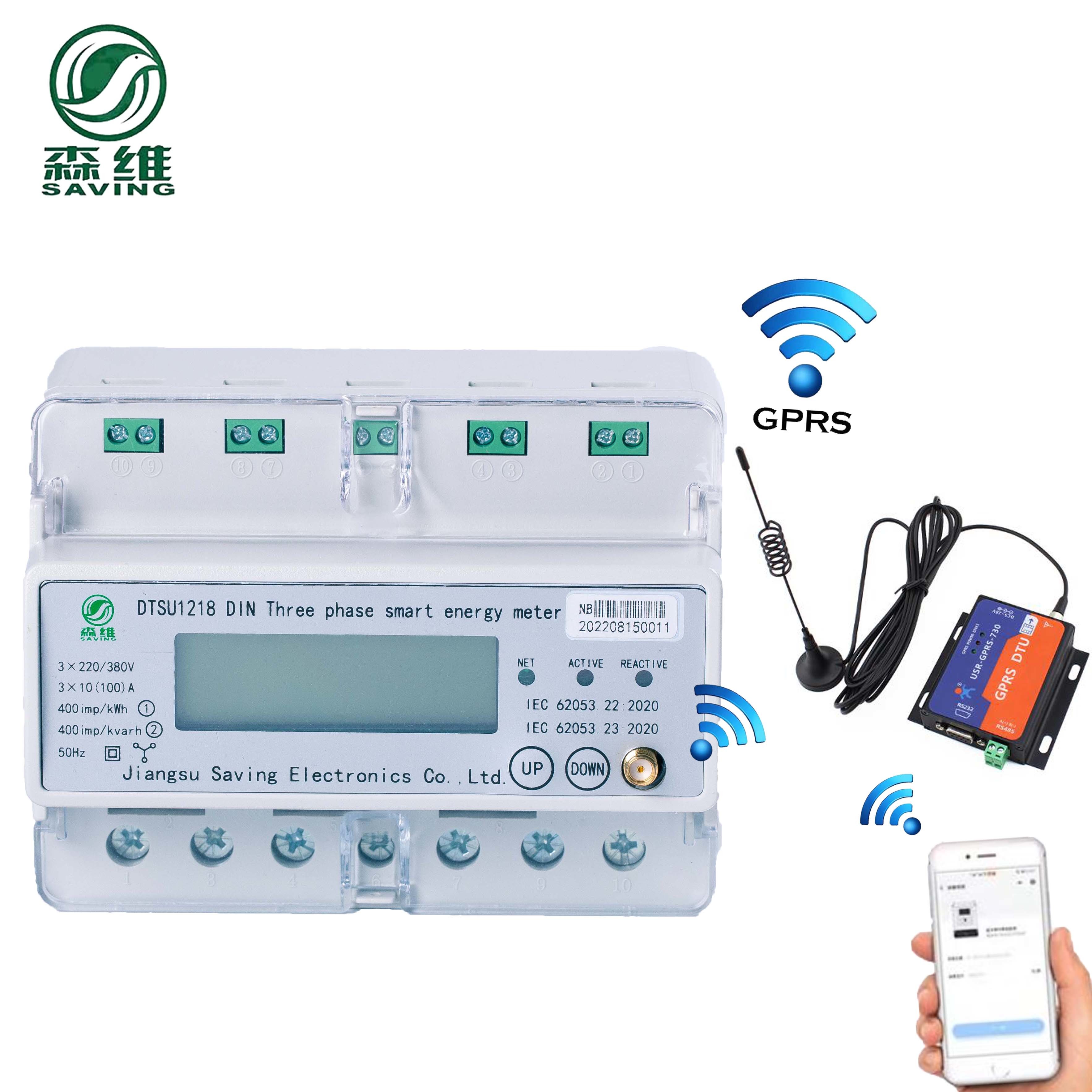 220V 380V Din Rail 3 Phase Energy Meter Wifi Prabayar Wireless Smart ...