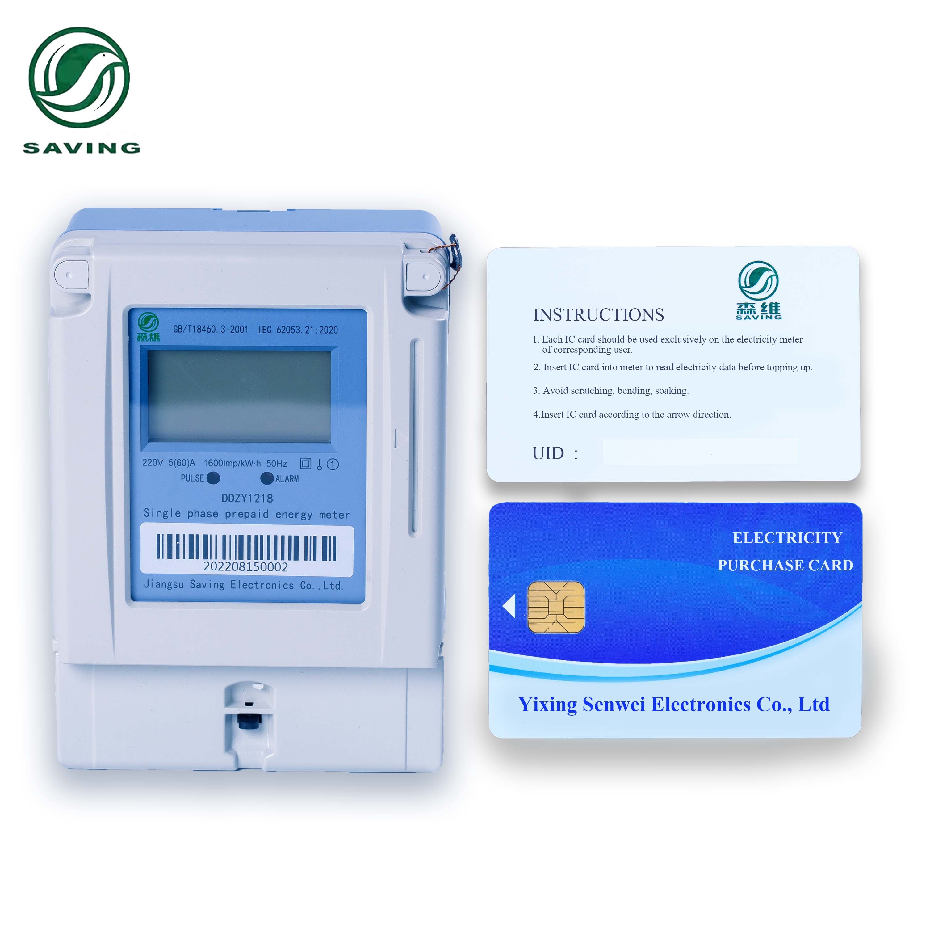 Blue Single Phase Meteran Energi Prabayar Kartu IC Kontrol Lokal Tipe ...